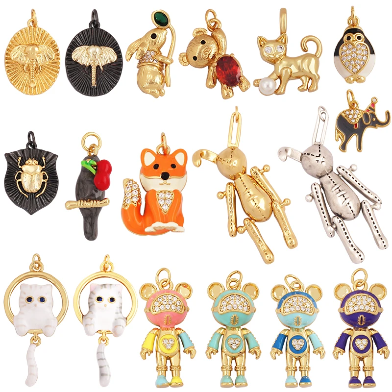 Fine Cute Bird Cat Rabbit Owl Fox Animal Charm Pendant,Unique Bear ...