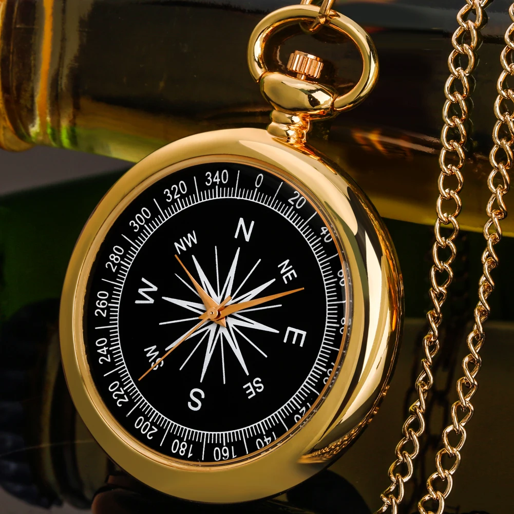 Luxury-Golden-Quartz-Pocket-Watches-Compass-Capless-Black-Dial-Pendant ...