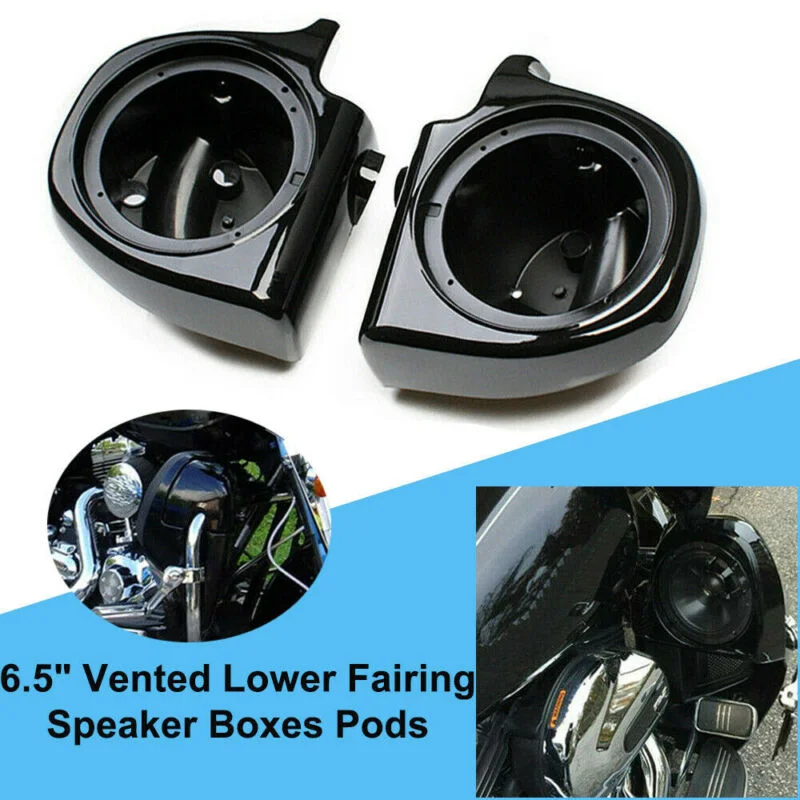 Samger 1Pair Motorcycle 6.5" Speaker Boxes Pods Lower Vented Fairing Black For Harley Touring ...