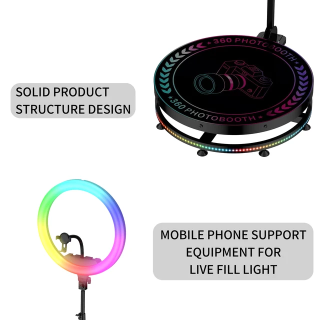 360 Photo Booth Automatic Rotating Selfie Props Wedding Photobooth ...