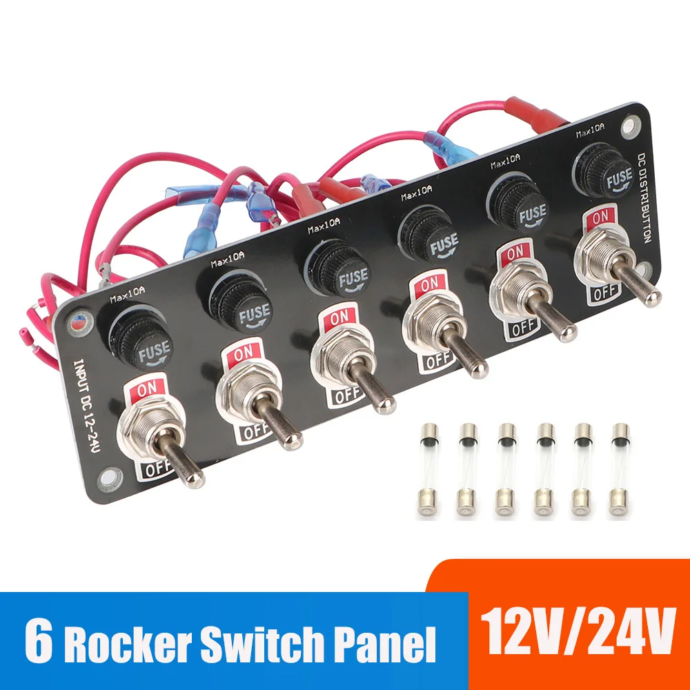 Fuse Rocker Switch Panel, 6 Toggle Light Buttons, Motocicleta ATV Start ...