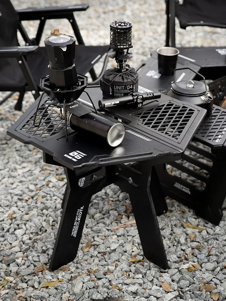 Outdoor-tea-table-camping-multifunctional-sliding-hexagonal-barbecue ...