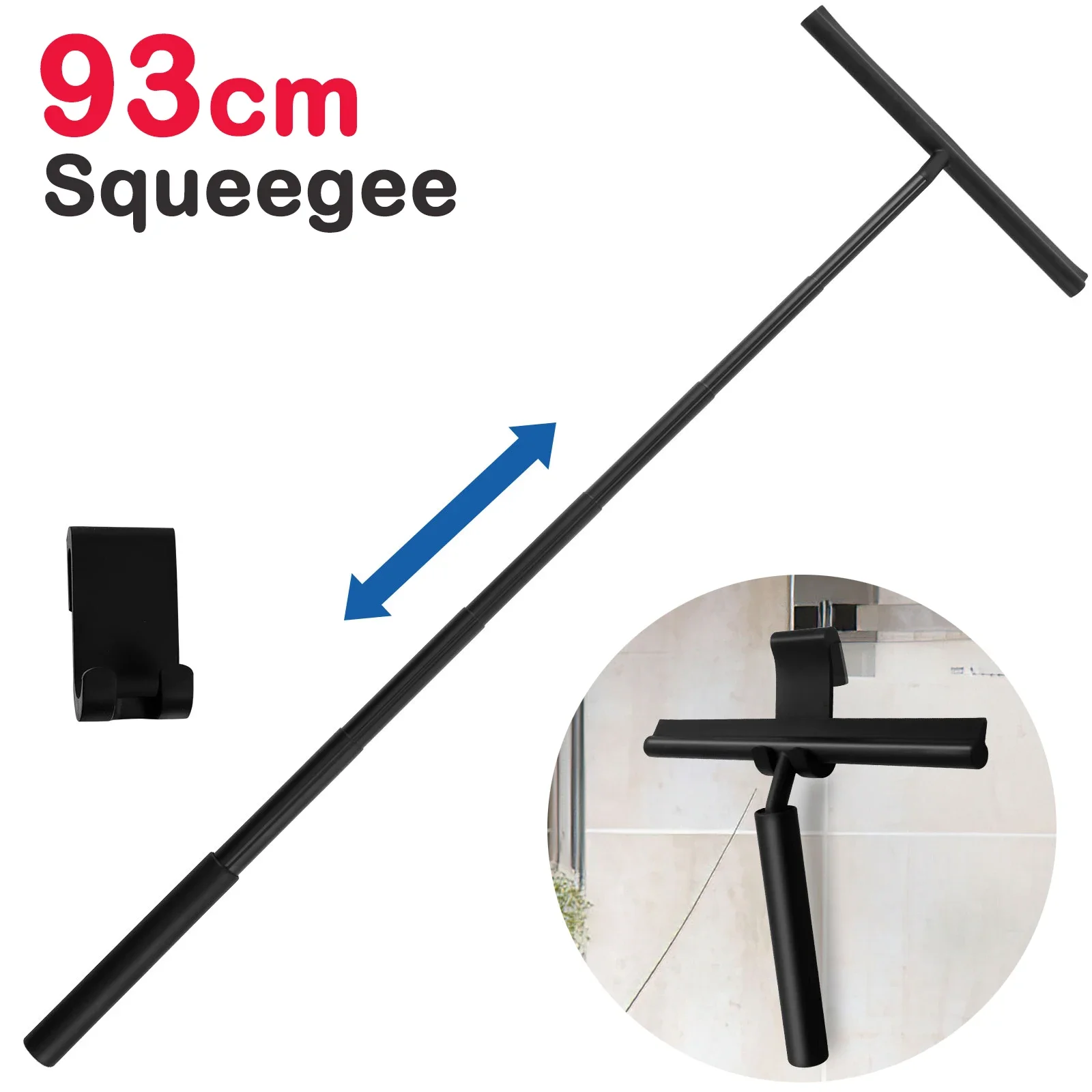 97cm Telescopic Shower Squeegee Stainless Steel Silicone Glass Door ...