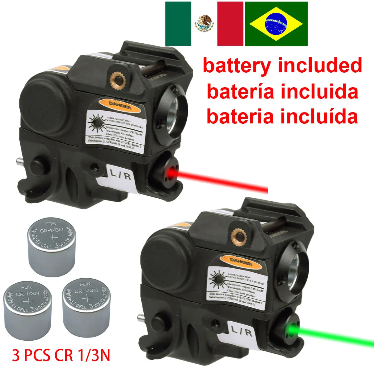 Tactical-Weapon-Light-Compact-Pistol-Gun-Flashlight-Red-Green-Laser ...