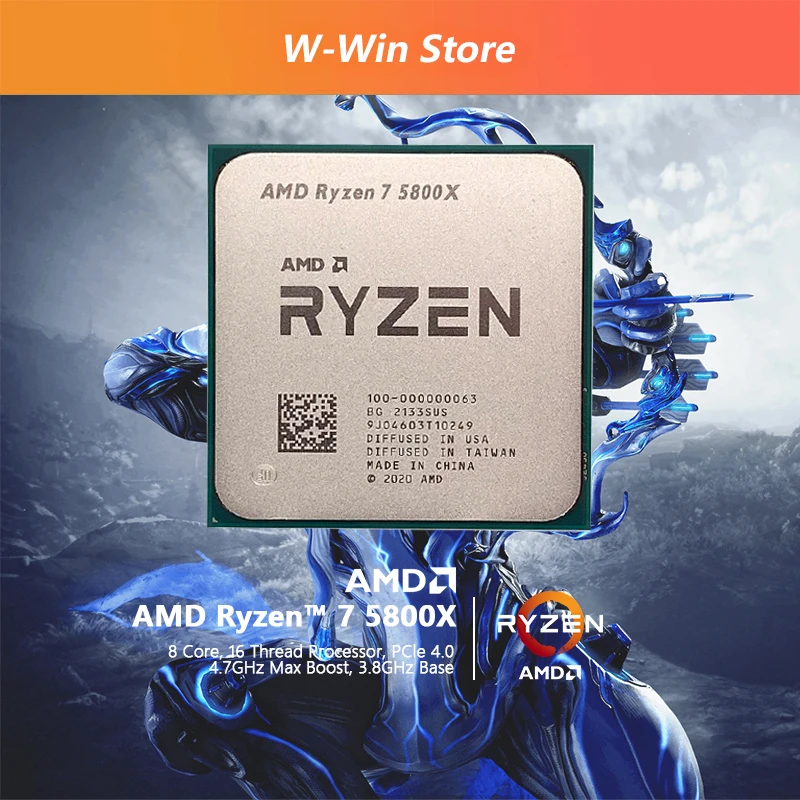 Amd ryzen 7 5800x r7 5800x 3.8 ghz oito núcleo dezesseis linha 105w ...