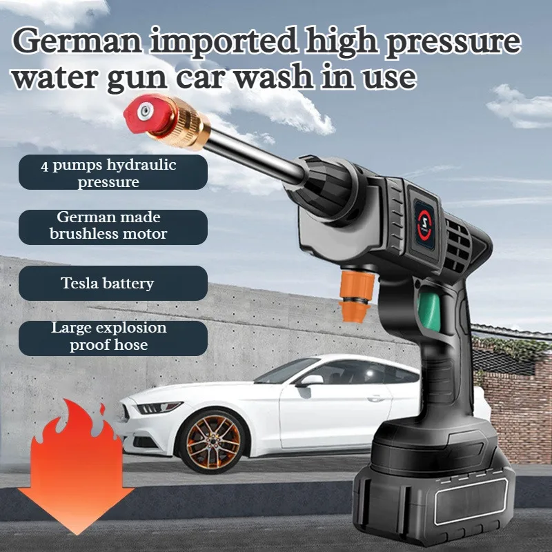 Portable high pressure cordless car wash gun wireless charging power ...