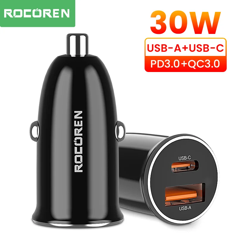 Rocoren USB Type C Car Charger 30W PD QC Quick Fast Charging Car ...
