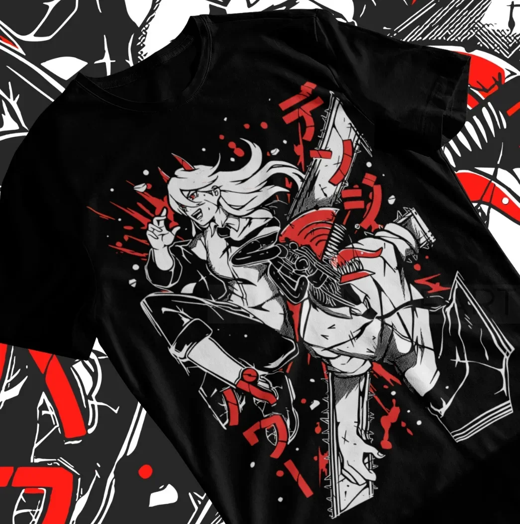 Chainsaw-Man-T-Shirt-Anime-CSM-Denji-Power-Makima-Black-Shirt-Soft-Tee ...