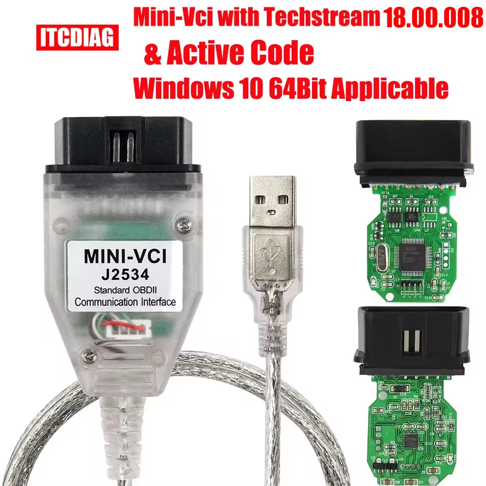 Techstream-V18-00-008-MINI-VCI-MINIVCI-J2534-OBD2-Diagnostic-Cable-For ...