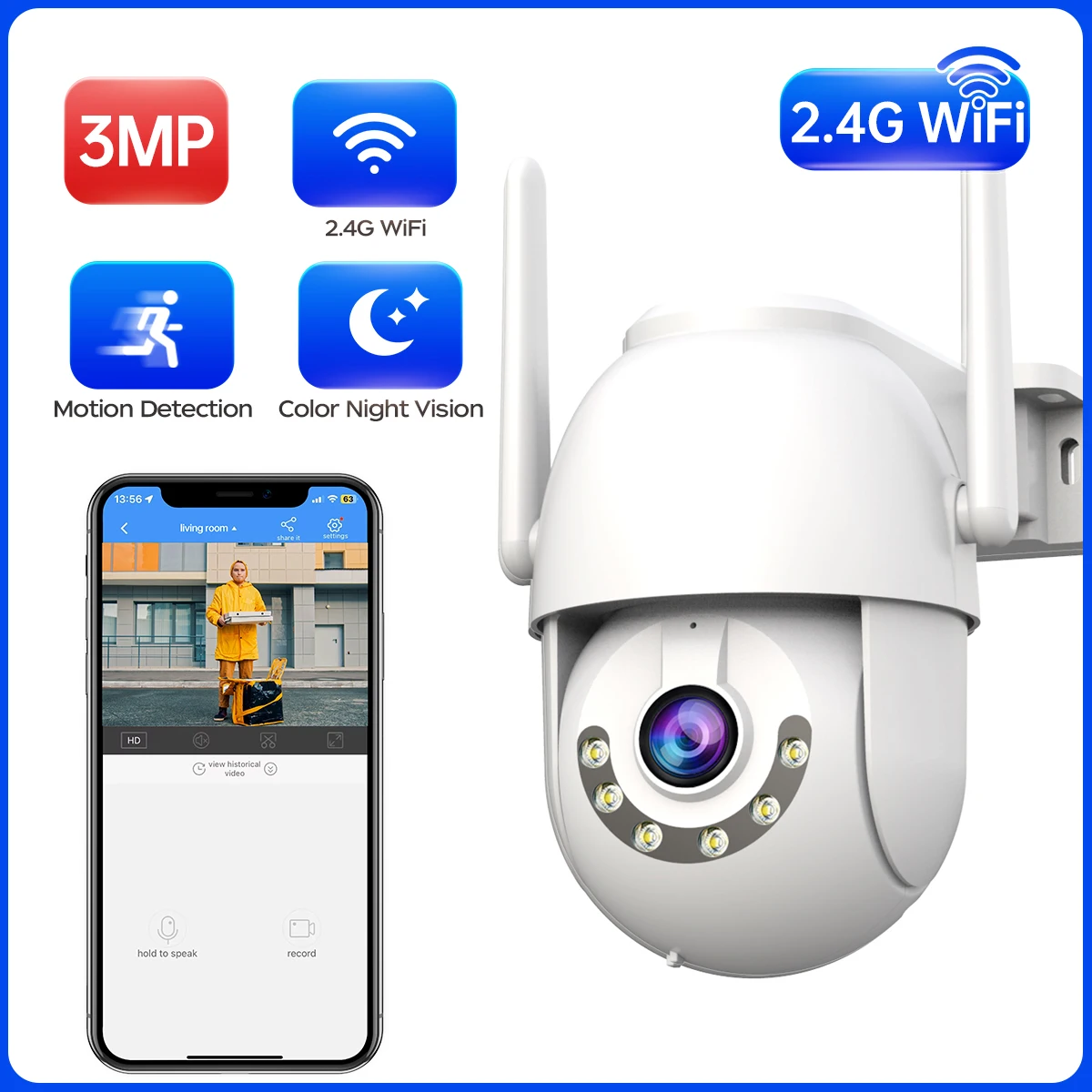 3MP-HD-Wifi-PTZ-Camera-Outdoor-Wireless-Surveillance-Camera-5X-Digital ...