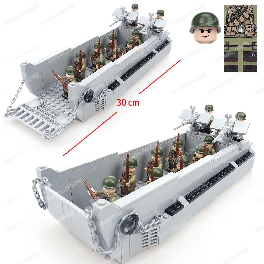 Military US LCVP Landing Craft Building Block WW2 Soldier Figures ...