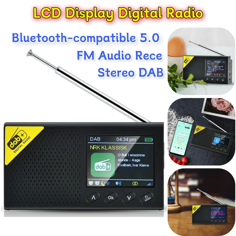 Portable-Digital-Radio-Bluetooth-compatible-5-0-Stereo-DAB-FM-receiver ...