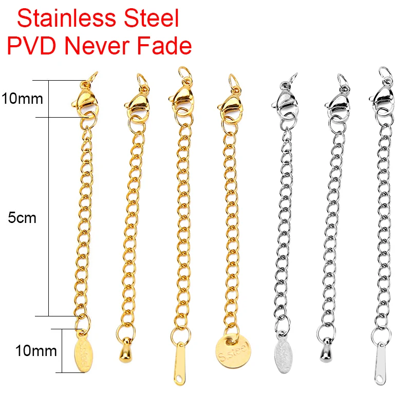 10 stks Nooit Vervagen PVD Rvs Verlengde Ketting Met Kreeft Sluitingen ...