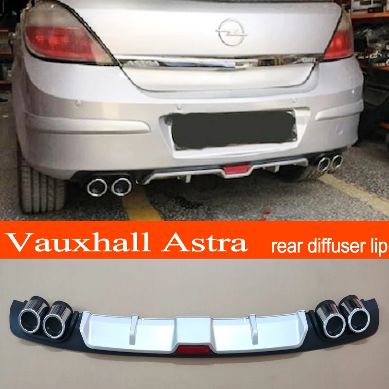 Vauxhall-Astra-H-ABS-Plastic-Silver-Black-Car-Rear-Bumper-Rear-Diffuser ...