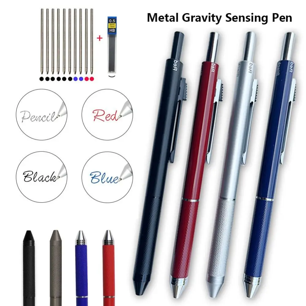 3Colors-Ballpoint-Pen-4-in-1-Multi-Function-Metal-Gravity-Sensing-Pen ...