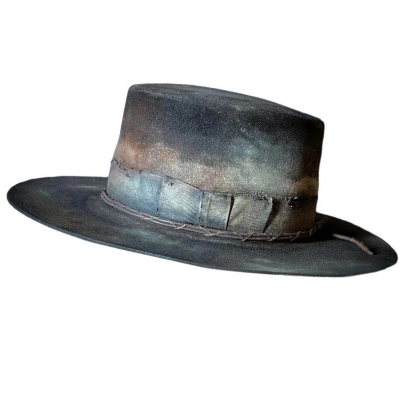 Homburg-Distressed-Top-Hat-Wool-Panama-Hat-Dress-Up-Rancher-Hat ...
