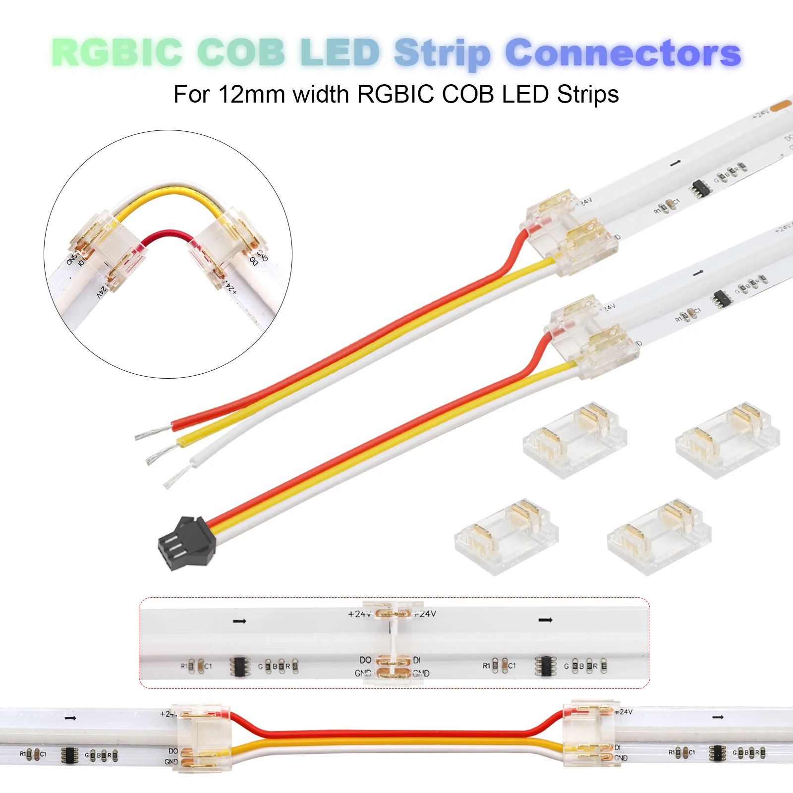 Conector de 3 pines de 12 mm para tira de LED direccionable RGBIC ...