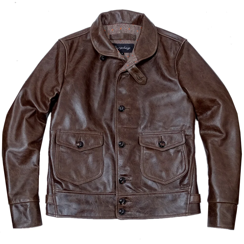 American Classical Cowhide Leather Jackets Men Real Leather Coat ...