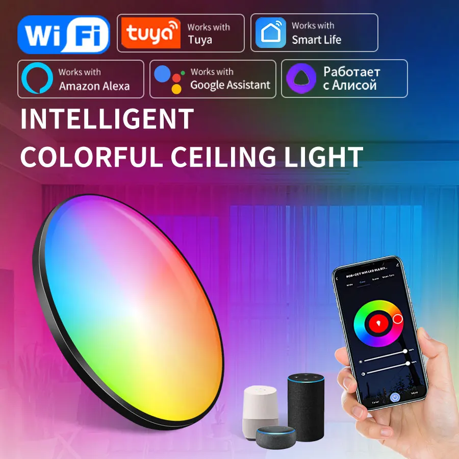 Tuya-wifi-inteligente-led-luz-de-teto-220v-rgb-regul-vel-l-mpada-do ...