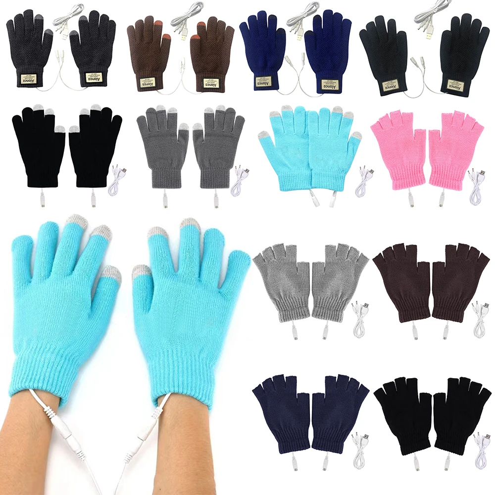 USB Warm Hand Heating Gloves Electric Constant Temperature Winter Hand ...