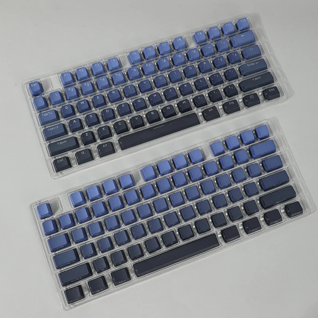 Clear Breeze Dark Blue Gradient Keycaps OEM Profile Backlit Transparent ...