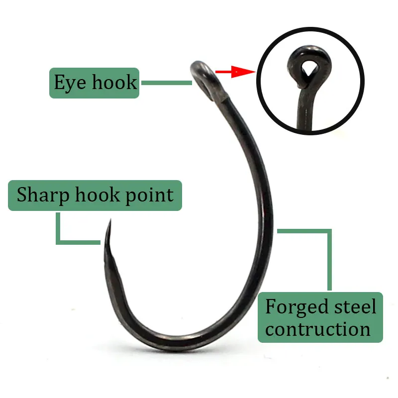 50PCS PTFE Coated High Carbon Barbed Carp Fishing Hooks - Easy Fishing Tackle