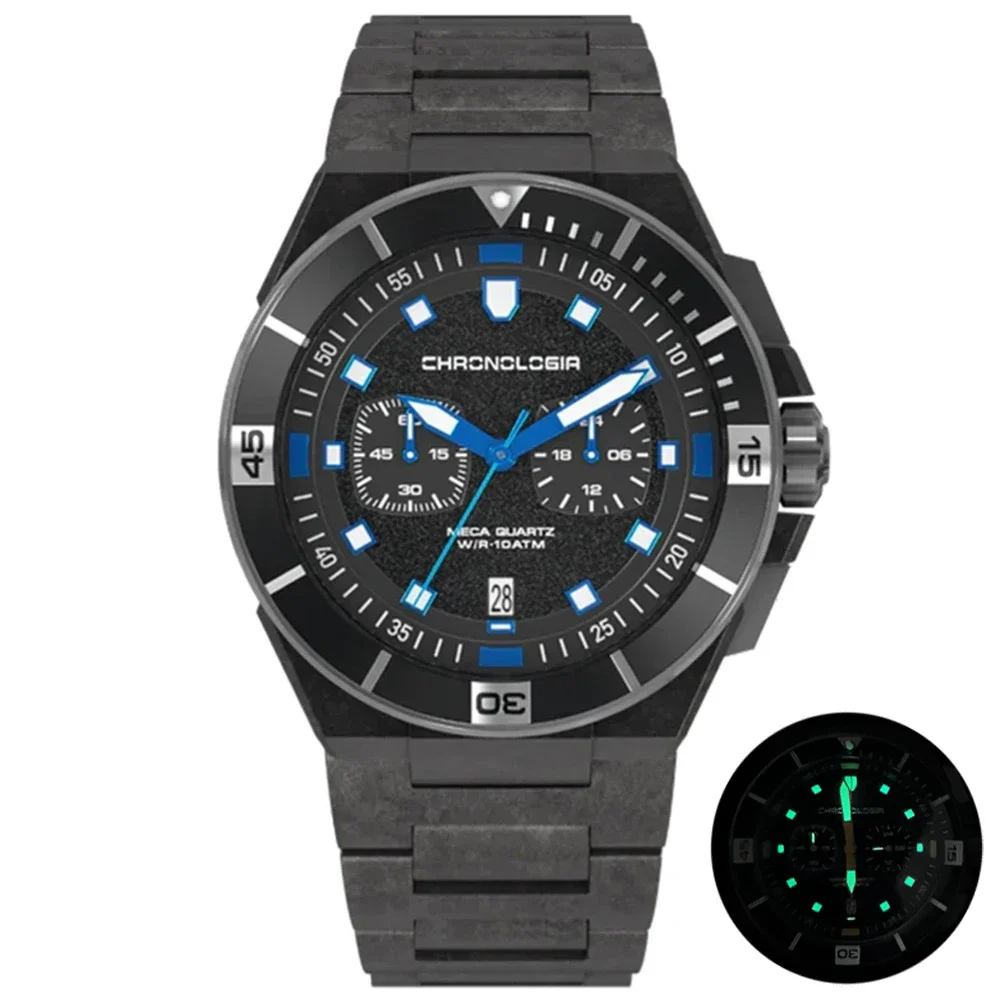 Carbon-Fiber-Chronograph-Watch-Men-Military-Sports-Watch-46mm-VK64 ...