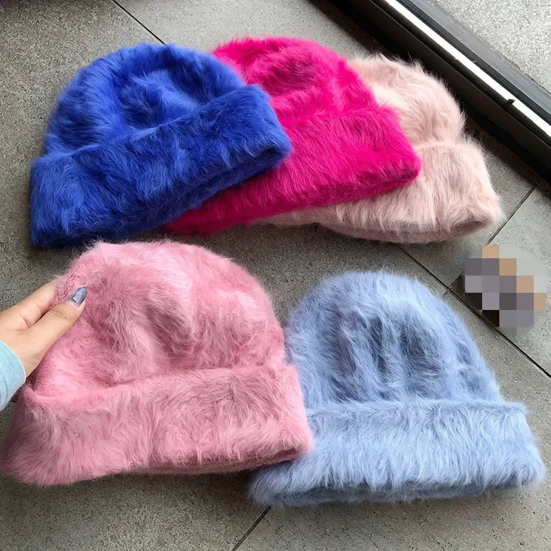 15-Colors-Soft-Rabbit-Fur-Beanies-Winter-Hat-for-Woman-Luxury-Fluffy ...