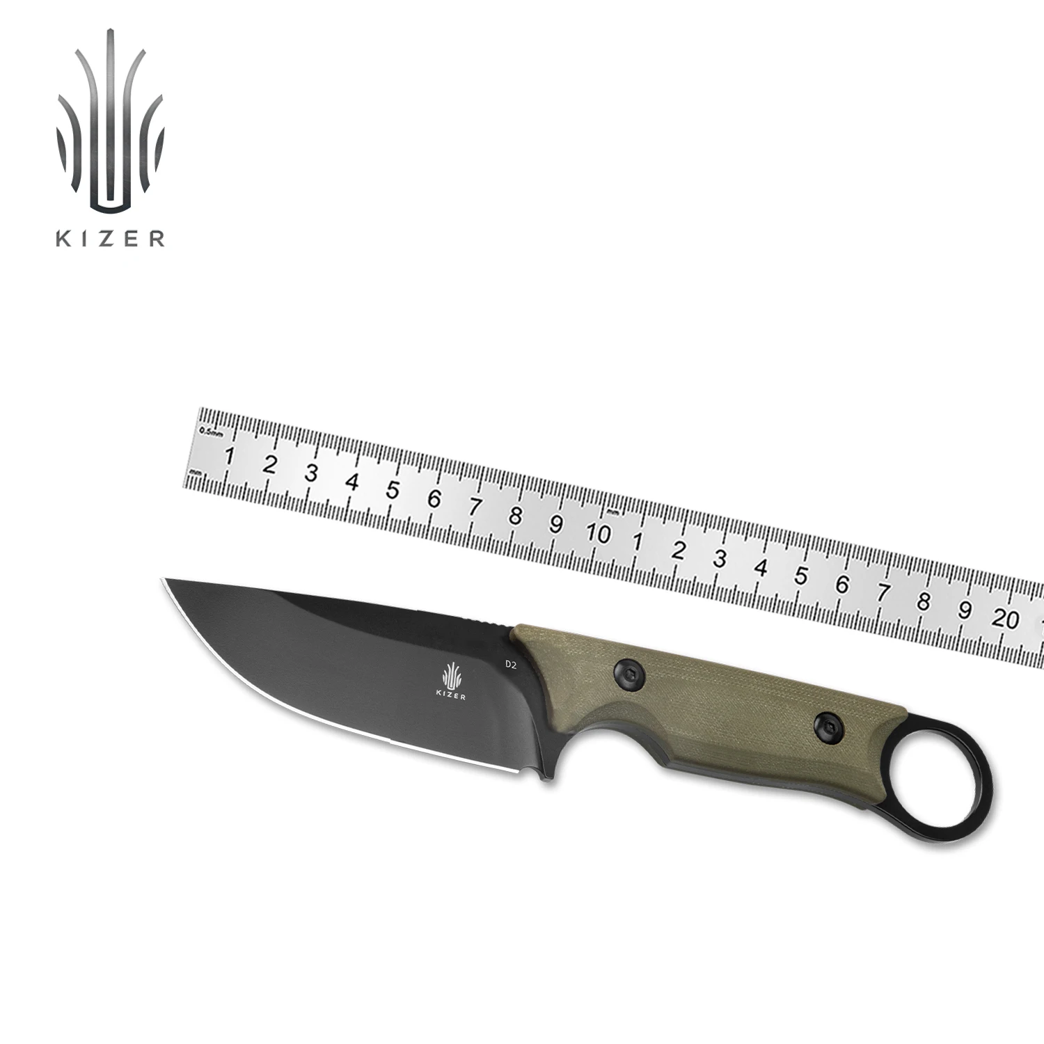 Kizer-Fixed-Blade-Knife-Cabox-1048A3-2024-New-Green-G10-Handle-With-D2 ...