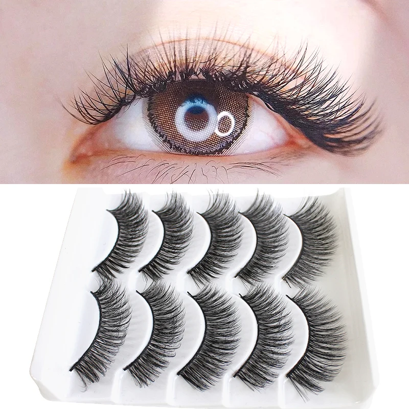 5Pairs-Natural-False-Eyelashes-3D-Faux-Mink-Lashes-Dropship-False ...