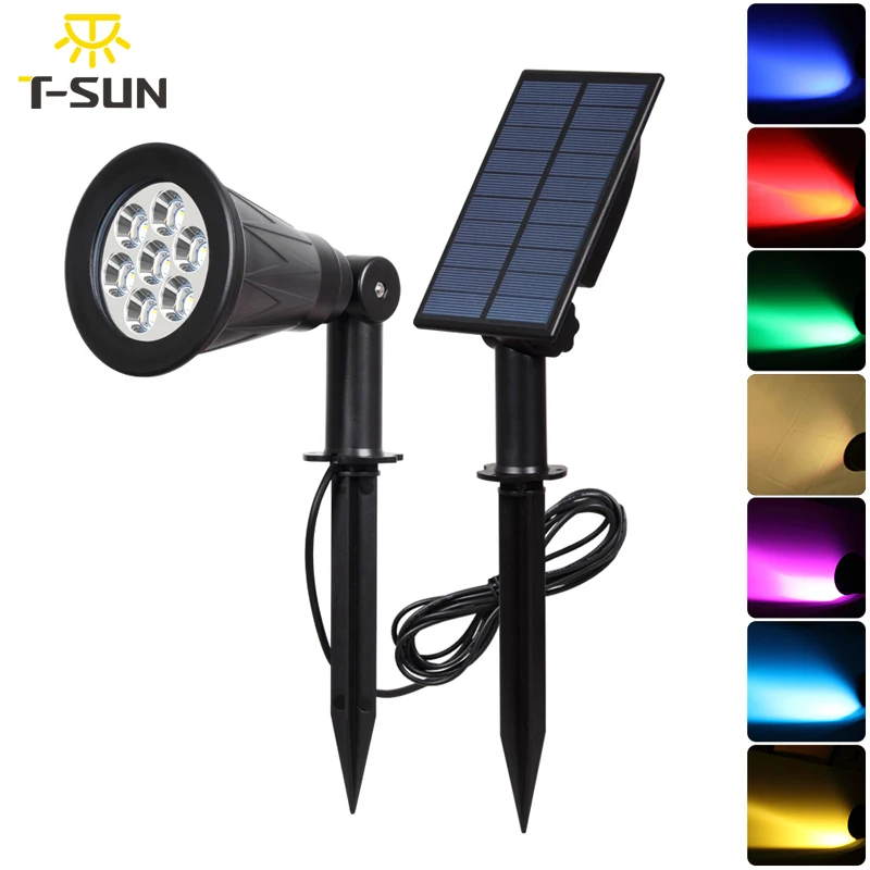 T-SUN-7LEDS-Solar-Spotlight-IP65-Waterproof-Solar-Garden-Light-Solar ...