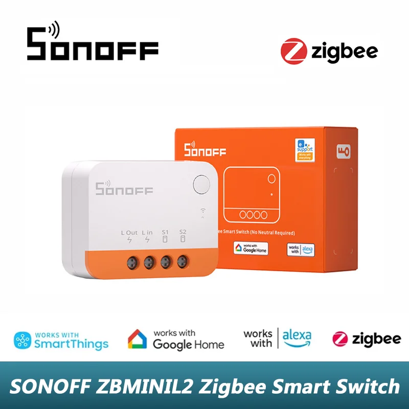 SONOFF ZBMINIL2 ZigBee Smart Switch No Neutral Wire Required Smart 2 Way Switch EWeLink APP ...