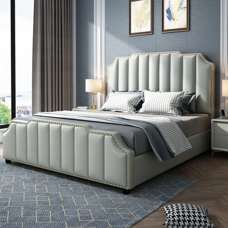 Pretty-King-Size-Double-Bed-Elegant-Modern-Princess-Luxury-Leather-Bed ...