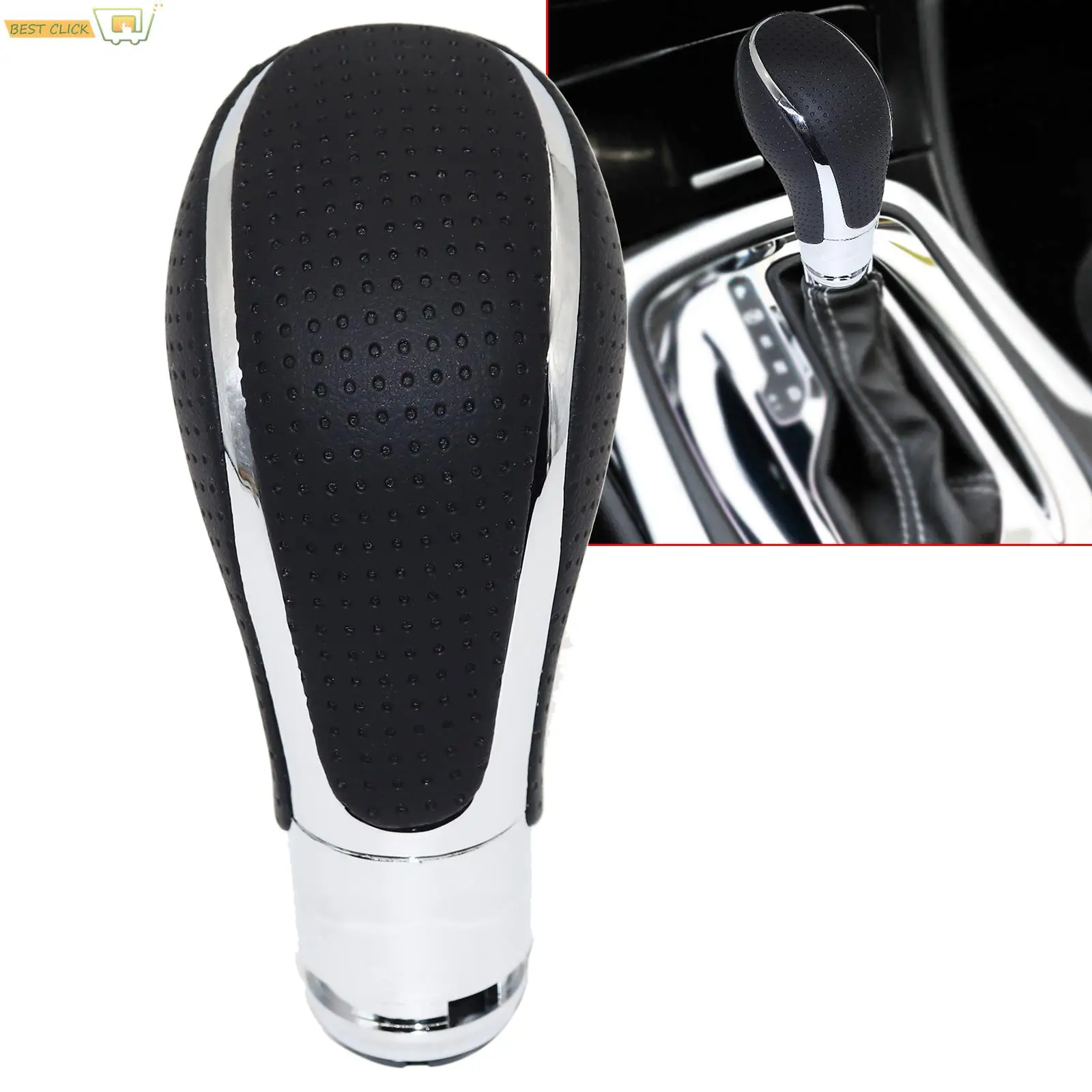 For-Opel-Astra-J-Gear-shift-knob-Stick-Lever-Pen-Handle-Leather-Black ...