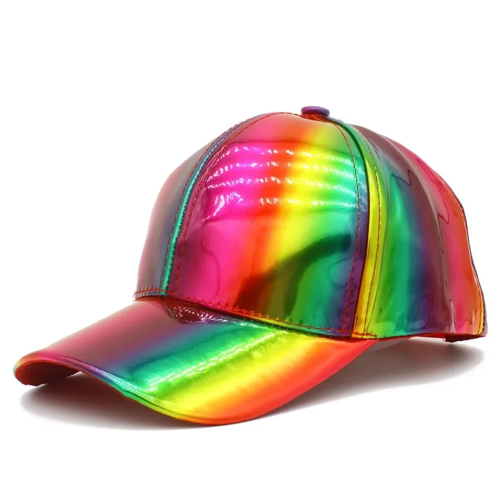 New-Unisex-PU-Leather-Laser-Style-Baseball-Cap-Street-Hip-Hop-Hat-Men ...