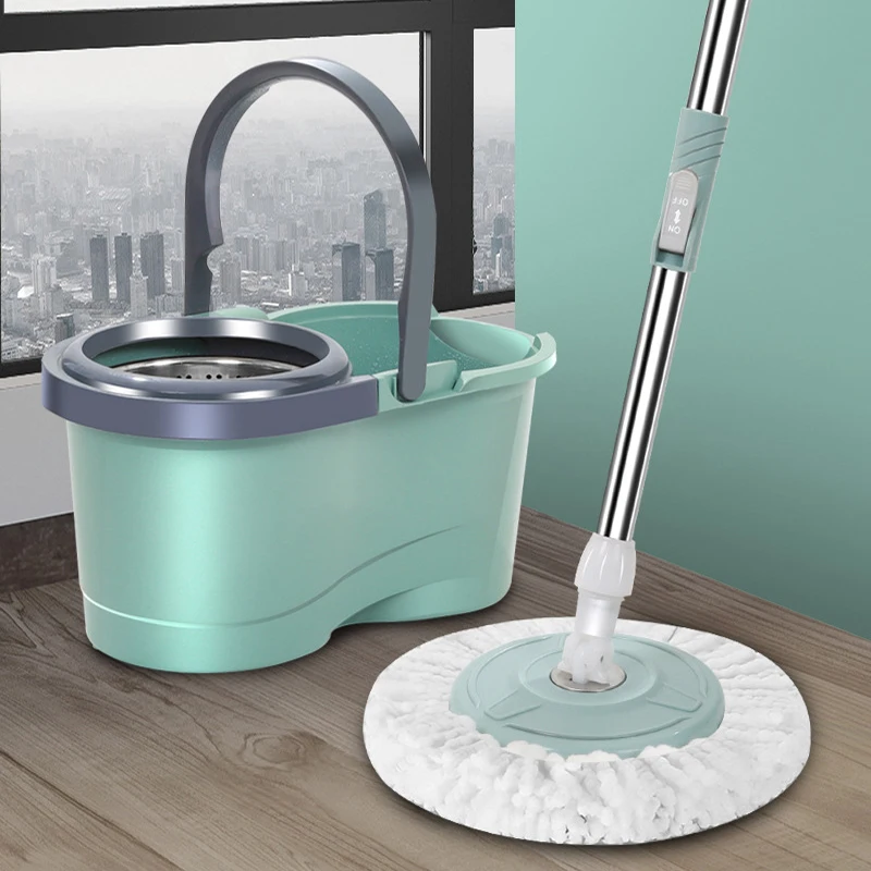 Mop-Set-Thickened-Double-Drive-Green-Mop-Bucket-Rotary-Metal-Dry-Mop ...