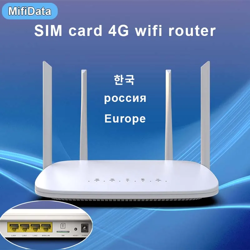 4G CPE 4G 라우터, SIM 카드 와이파이 모뎀, 핫스팟 32 와이파이 사용자, RJ45 WAN LAN 안테나 LTE 무선 ...