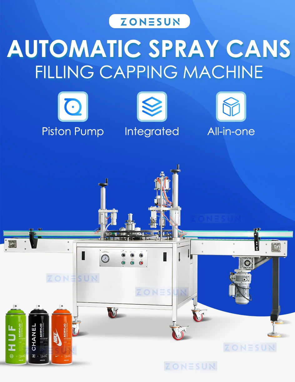 ZONESUN ZS-QW1600 Automatic Spray Can Aerosol Liquid Filling Capping M
