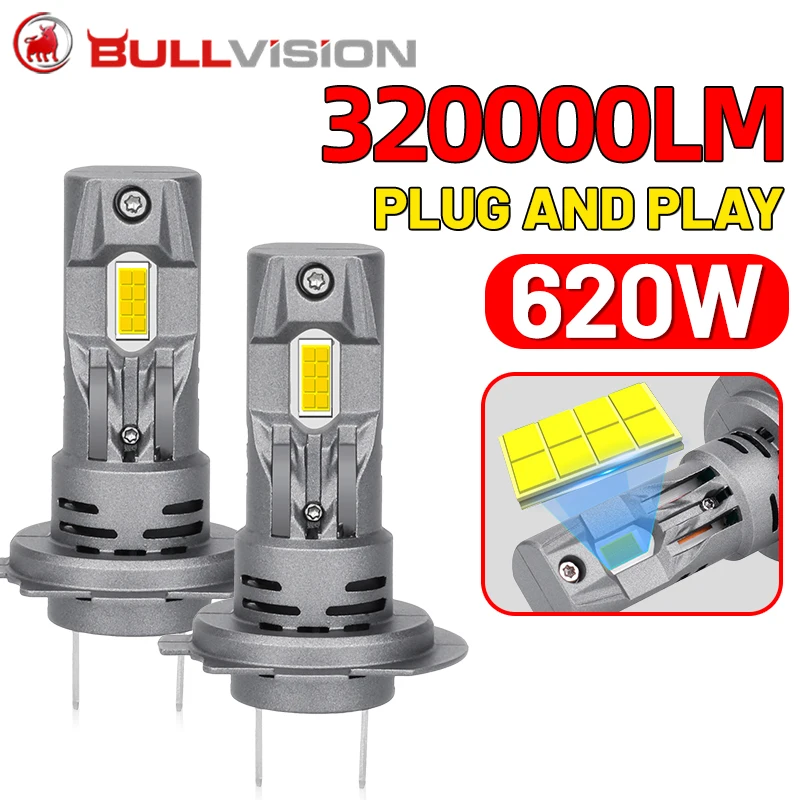 BULLVISION-320000LM-H7-LED-Headlights-Canbus-No-Error-620W-6500K-H7-Car ...