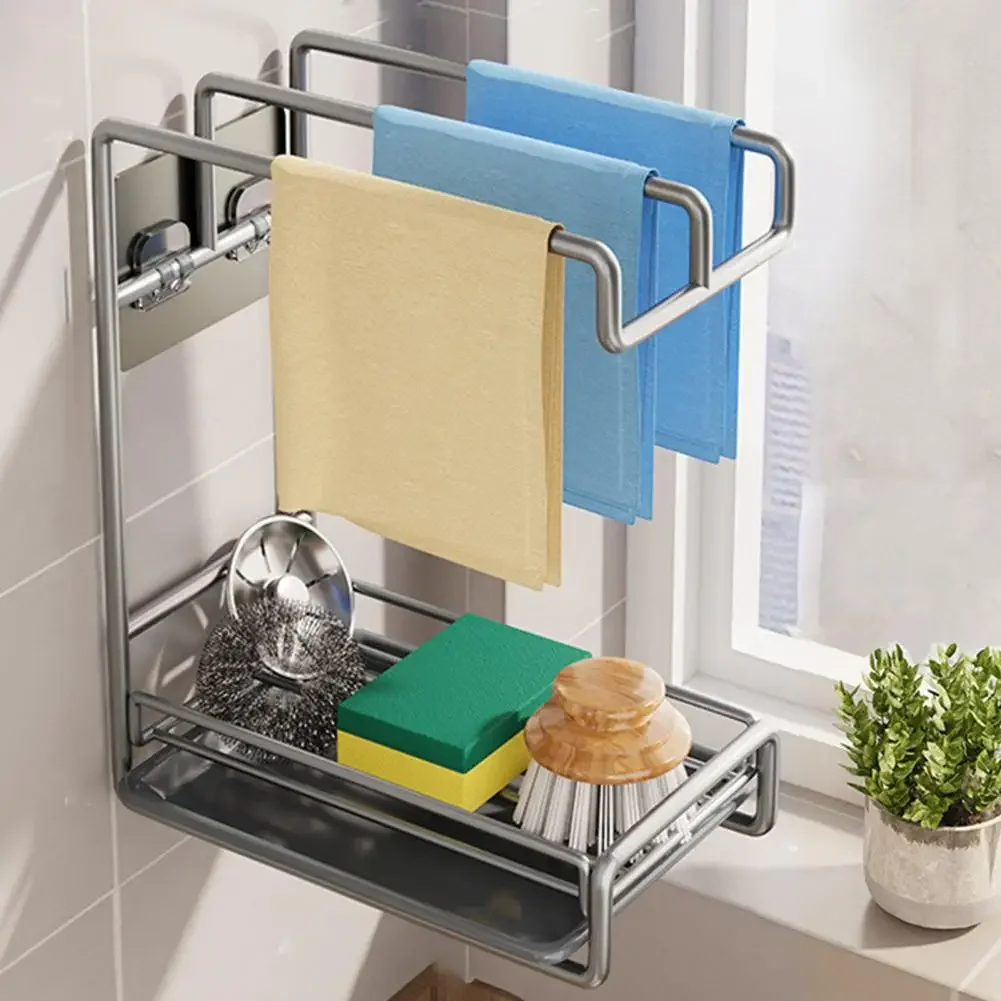 Sink-Storage-Rack-Quick-Drainage-Wall-mounted-Pull-out-Stainless-Steel ...