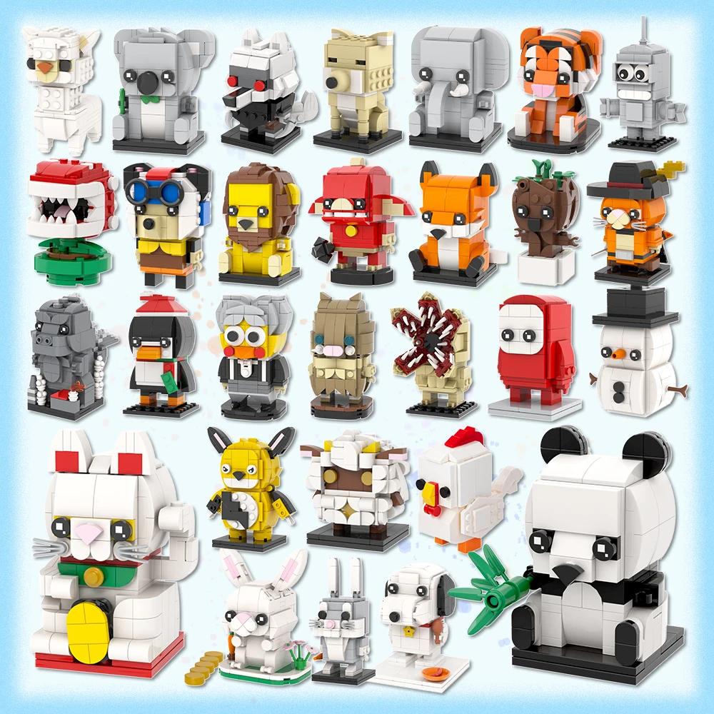 MOC-3D-Animal-Bricks-Panda-Beagle-Dog-Monster-Cat-Sheep-Building-Blocks ...