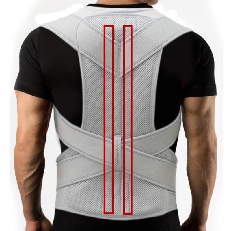 Silver Black Adjustable Back Posture Corrector Brace Support Belt Spine ...