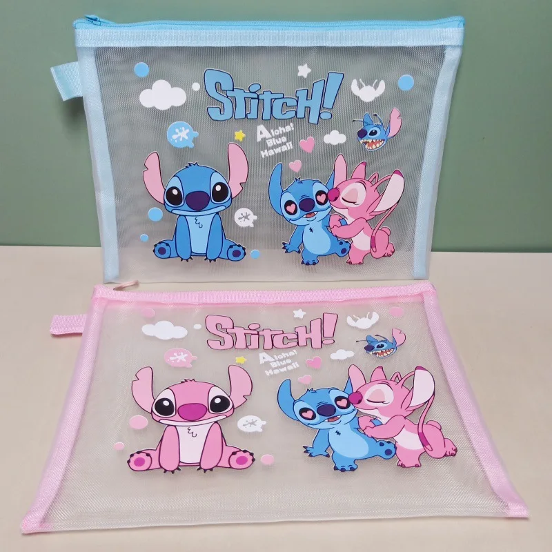 2pcs-Anime-Disney-Lilo-and-Stitch-A5-Nylon-Mesh-File-Bag-Student-Cute ...