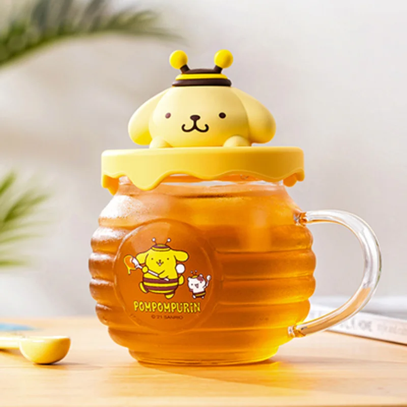 Kawaii-PomPomPurin-Glass-Honey-Mug-With-The-Lid-Lovely-Pom-Pom-Purin ...