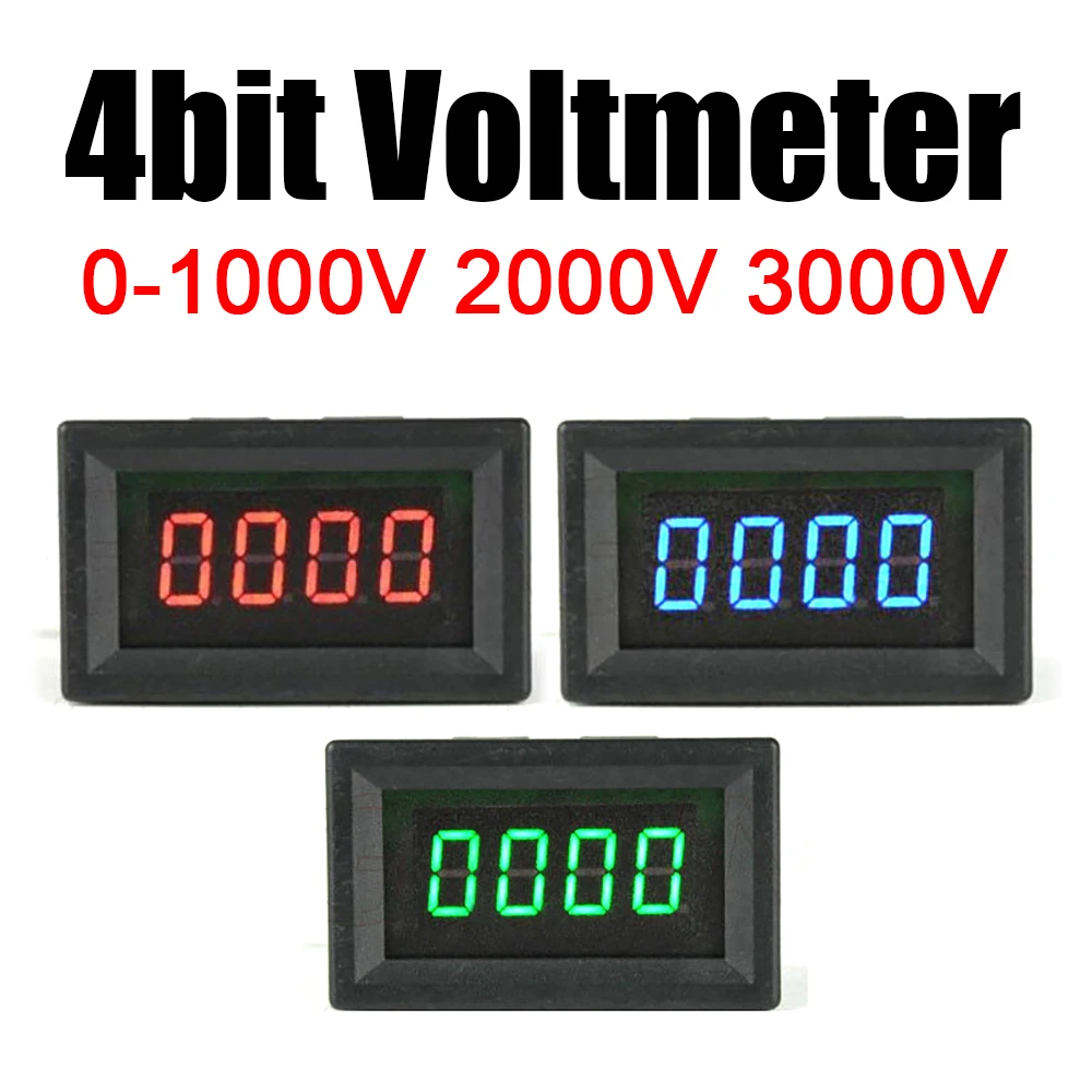 4bit High Voltage Voltmeter DC 1000V 2000V 3000V LED Digital VOLT Meter ...