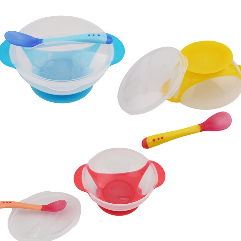 Toddler-Baby-Feeding-Training-Bowl-With-Spoon-Set-Cartoon-Binaural-Baby ...