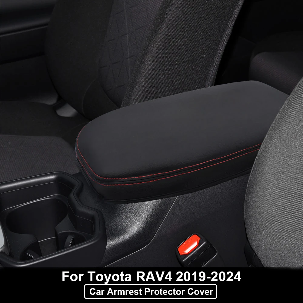 For-Toyota-RAV4-2019-2024-PU-Leather-Car-Armrest-Cover-Decorate-Center ...