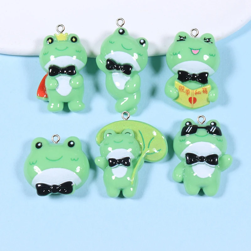 10Pcs-Flatback-Cute-Animals-Resin-Pendants-Funny-Green-Frog-Charms-for-DIY-Keychains-Jewelry ...