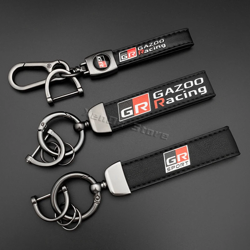 Leather Car Keychain Key Rings For Toyota GR Sport Gazoo Racing Supra ...