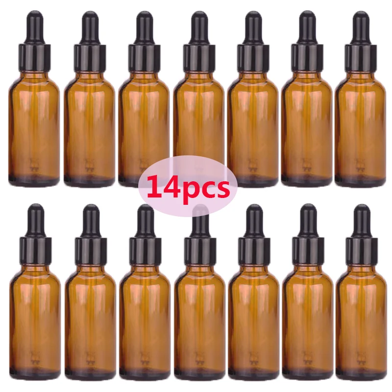 14pcs-15-30-50ml-Essential-Oil-Glass-Aromatherapy-Liquid-Brown-Drop ...
